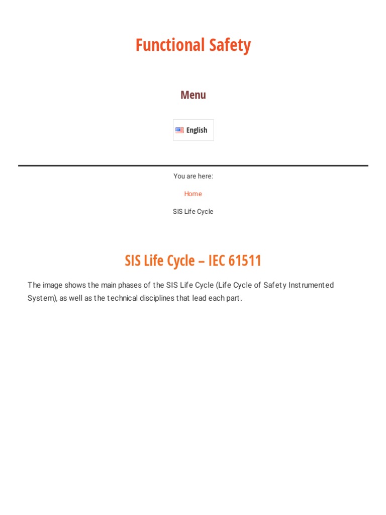SIS Life Cycle - Functional Safety | PDF | Safety | Risk