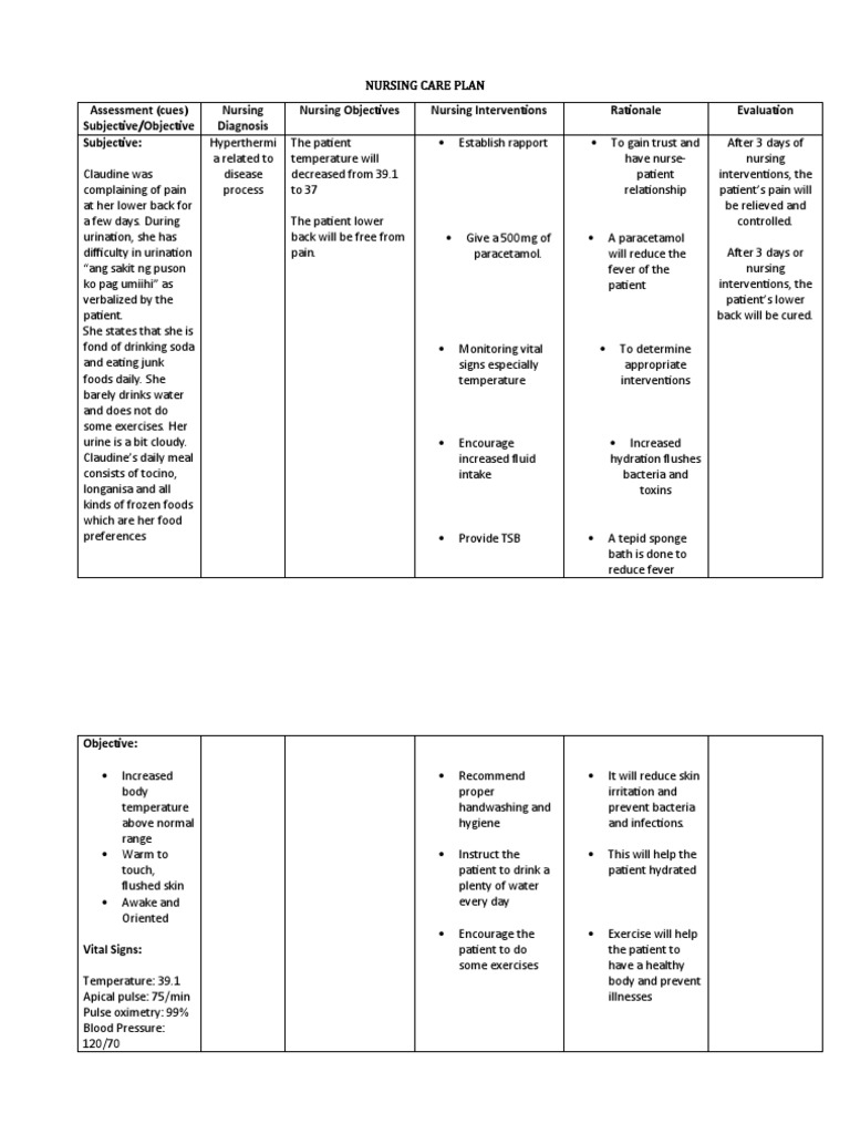 Subjective Objective Assessment Plan