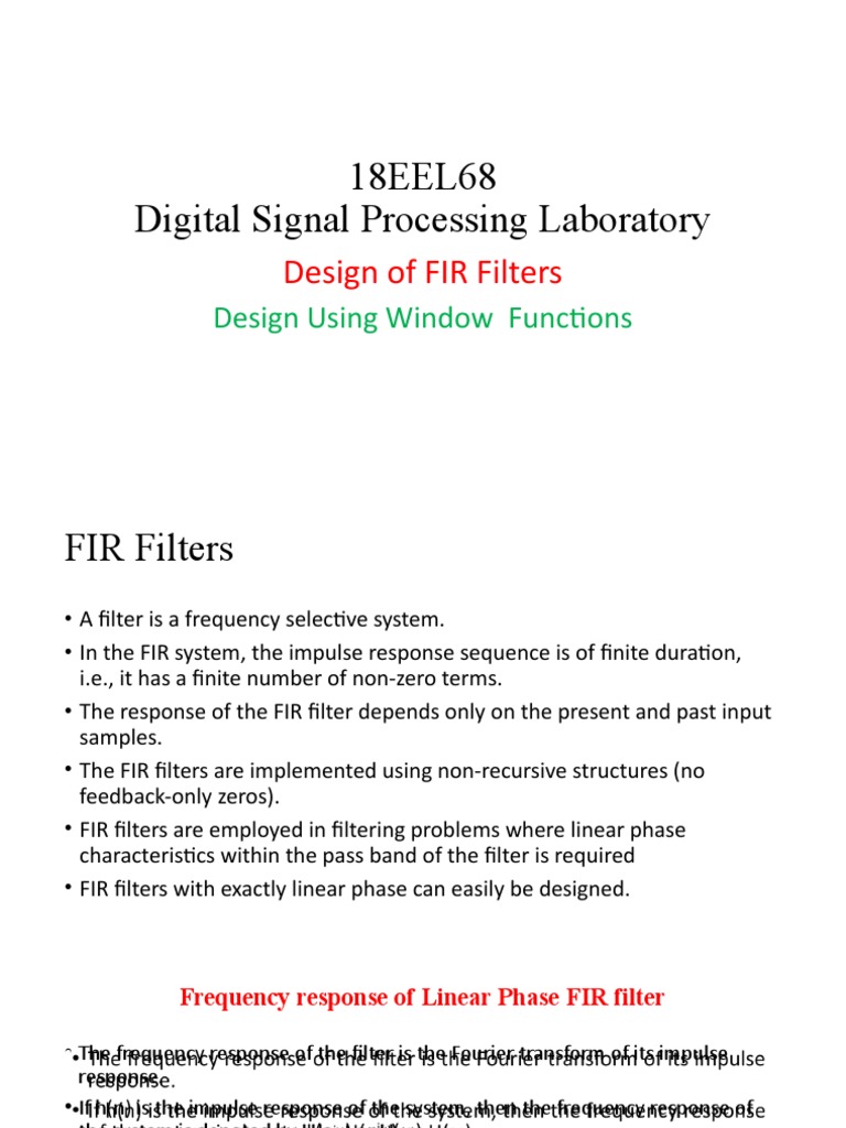 Ex - 10 - Design of FIR Filters | PDF | Signal Processing ...