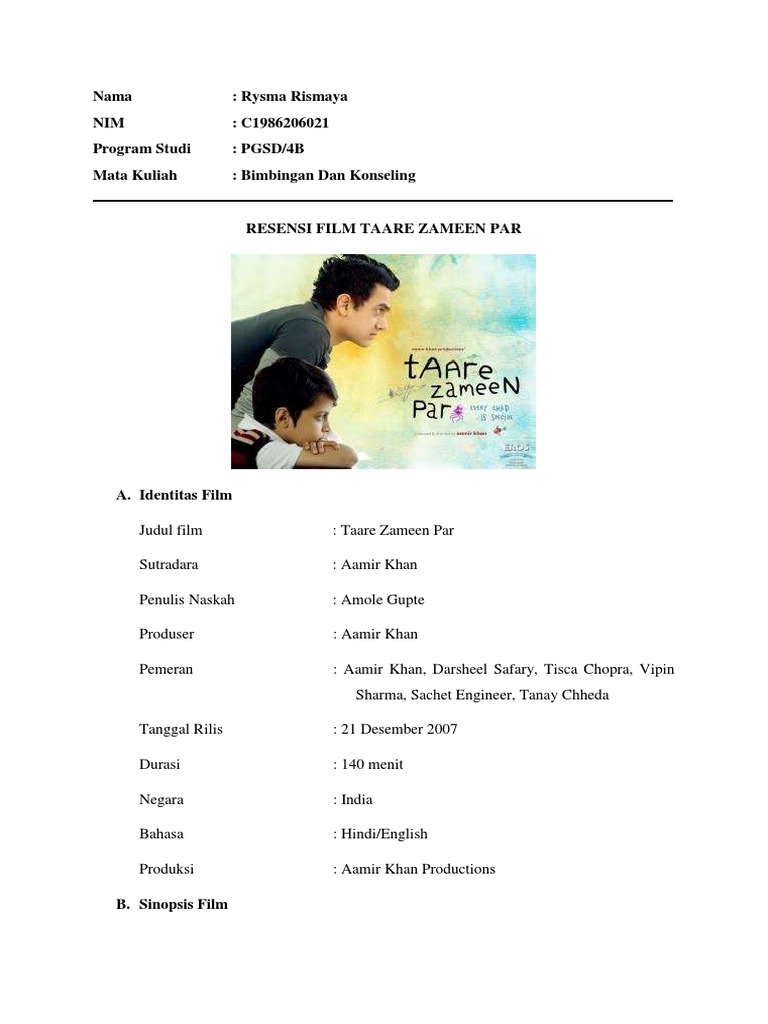 Resensi Film Taare Zameen Par | PDF