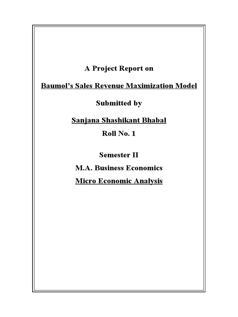 Project-Baumol Sales Revenue Maximization Model | PDF | Profit (Economics) | Capitalism