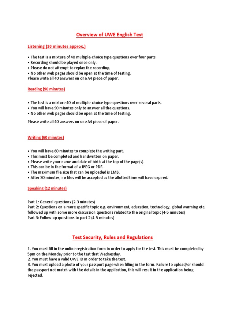 UWE Exam Overview and Rules | PDF | Multiple Choice | Test (Assessment)