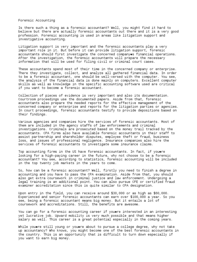 Forensic Accounting | PDF | Forensic Science | Accounting