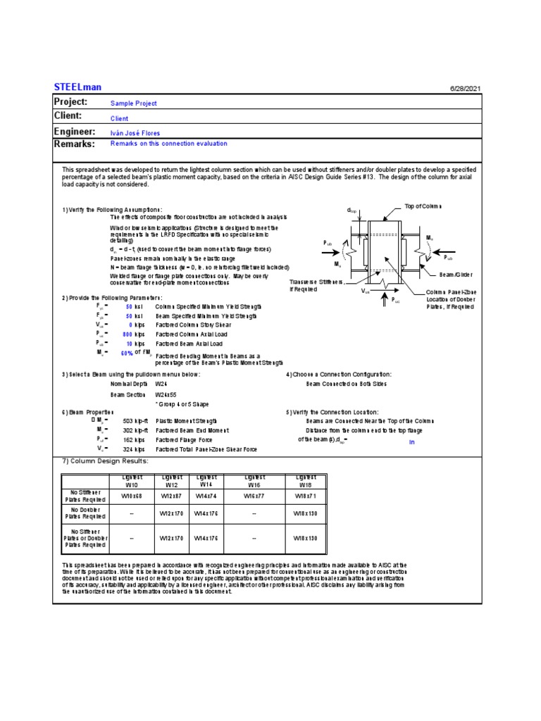 Clean Column Design Calculations for Steel Beam Connection | PDF | Beam ...