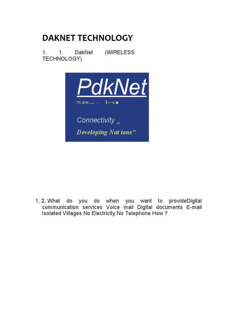 Daknet Technology | PDF | Internet Access | Wireless Access Point