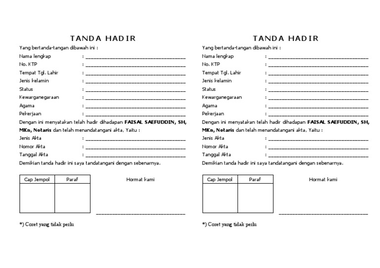 Tanda Hadir Notaris Resmi | PDF