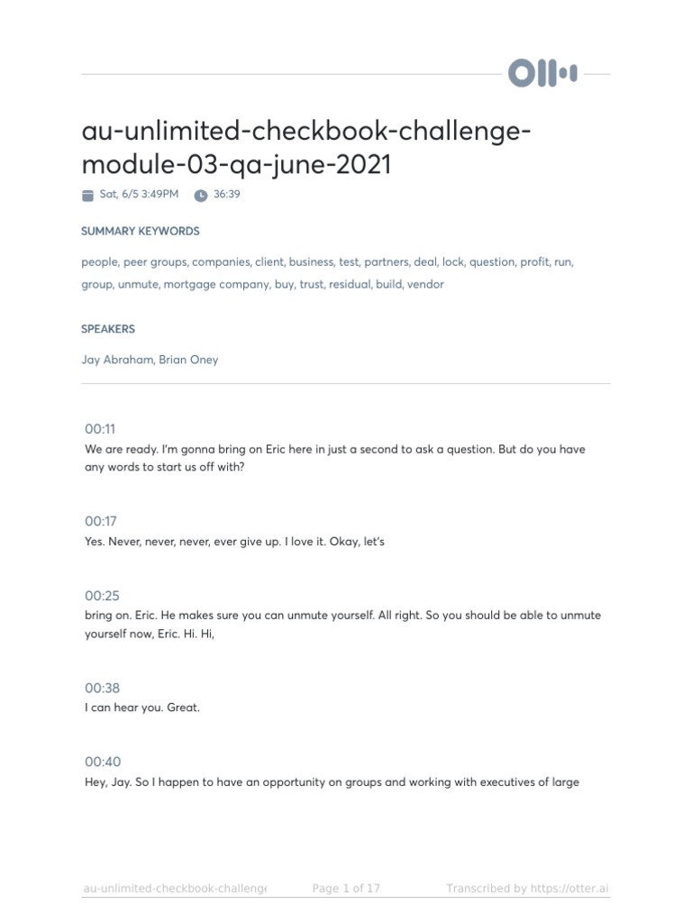 Au Unlimited Checkbook Challenge Module 03 Qa June 2021 | PDF | Sales ...