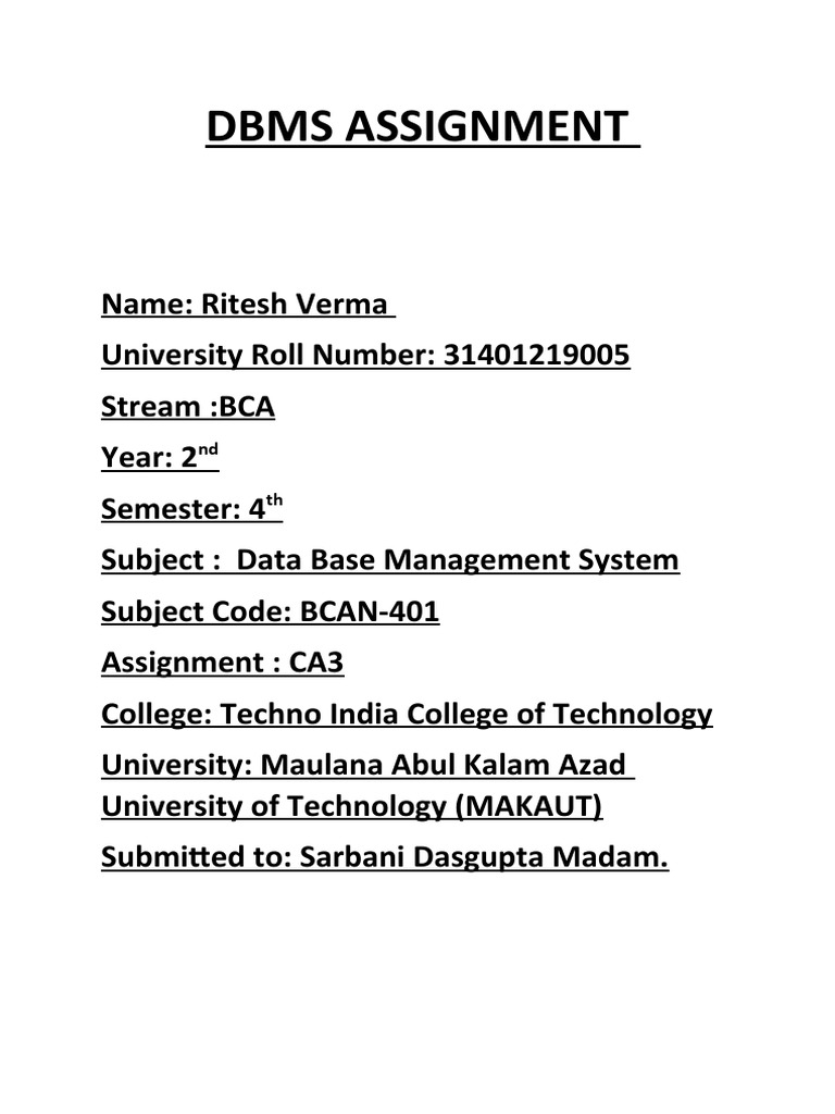 DBMS Assignment: Relational Algebra Operators and Joins | PDF ...