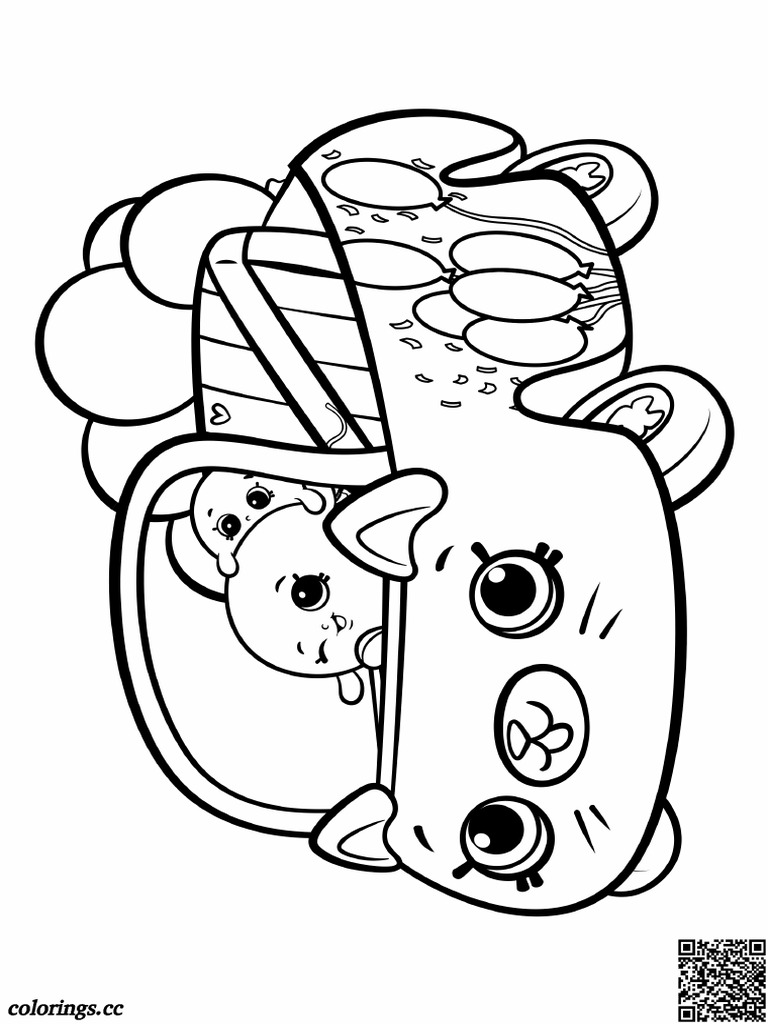 Coloring For Girls - Shopkins - Cutie Car Bumper Balloons Coloring ...