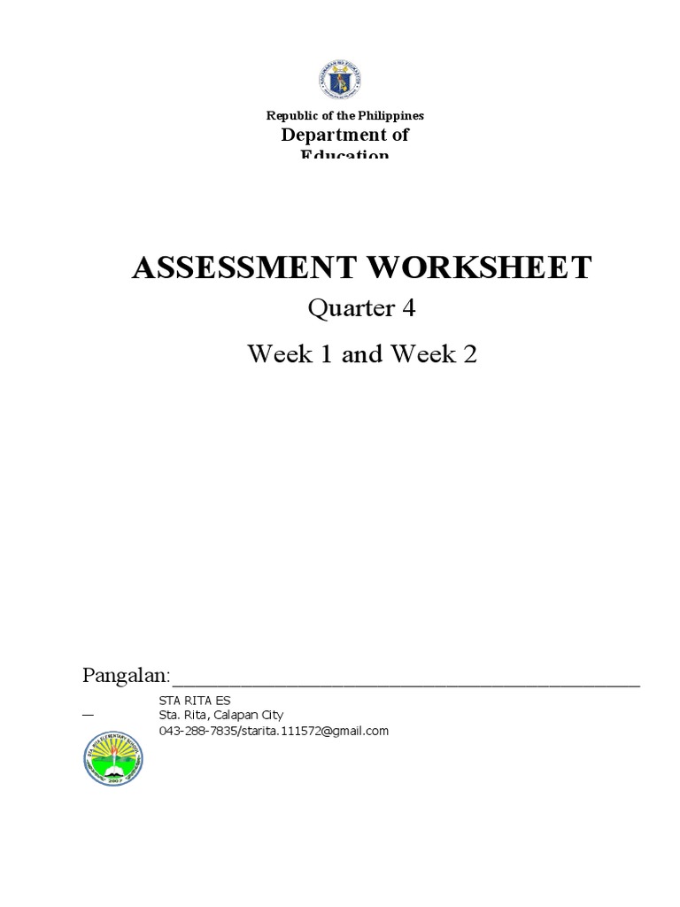 ASSESSMENT WORKSHEET - Week 1 and Week 2 | PDF