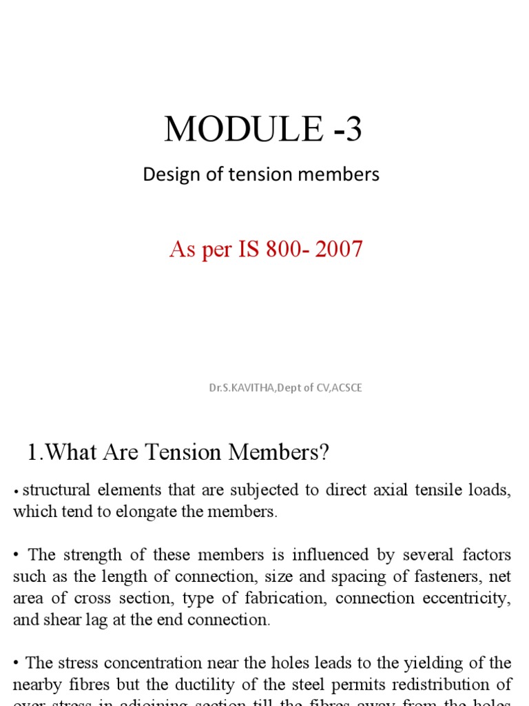 Module3 Design of Tension Members | PDF | Strength Of Materials | Yield ...