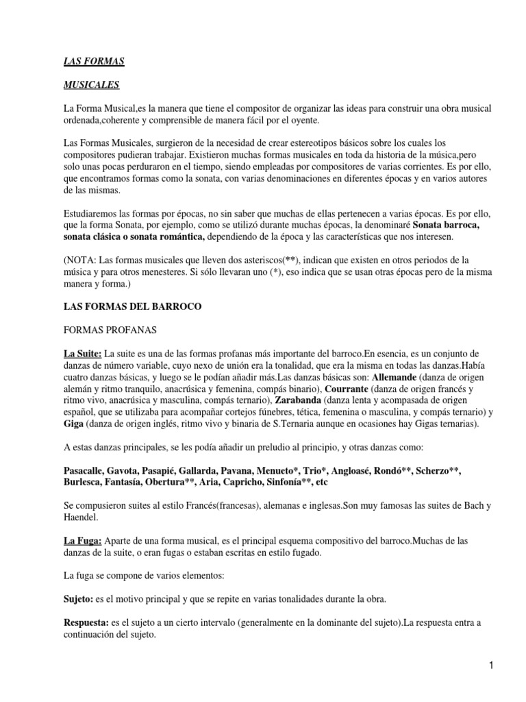 Formas Musicales | PDF | Sonata | Ópera