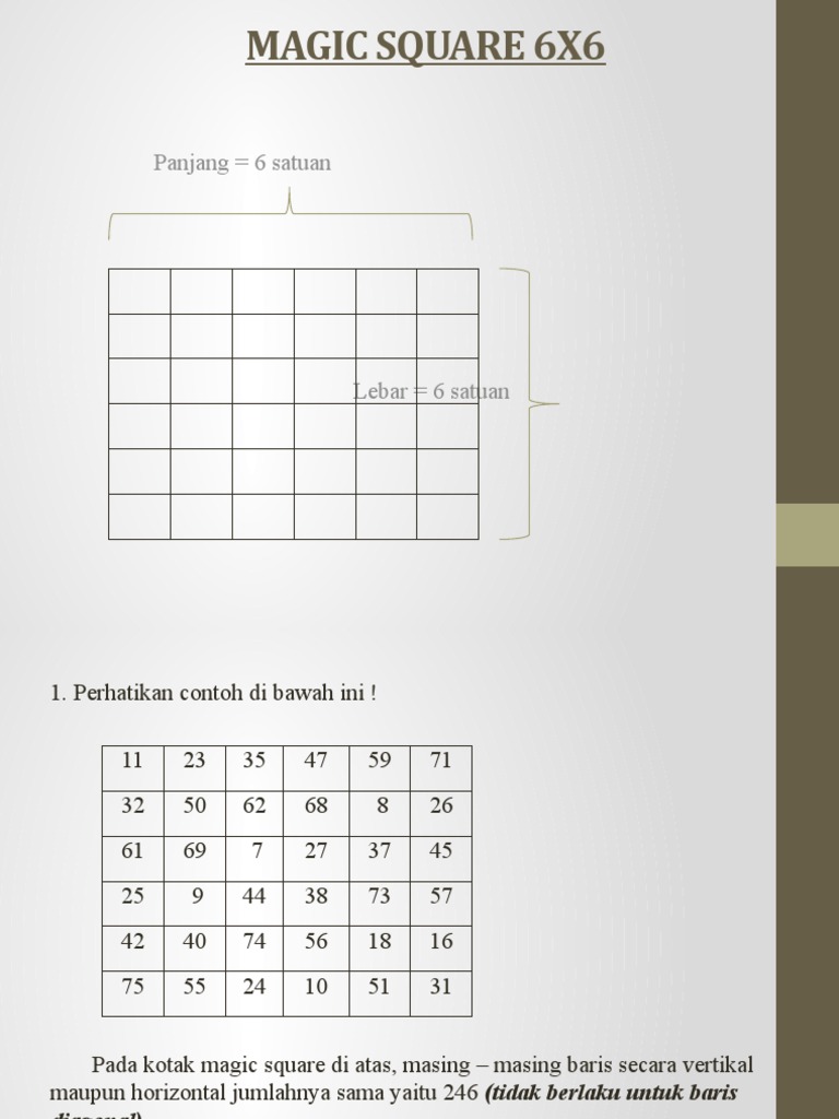 Magic Square 6x6 | PDF