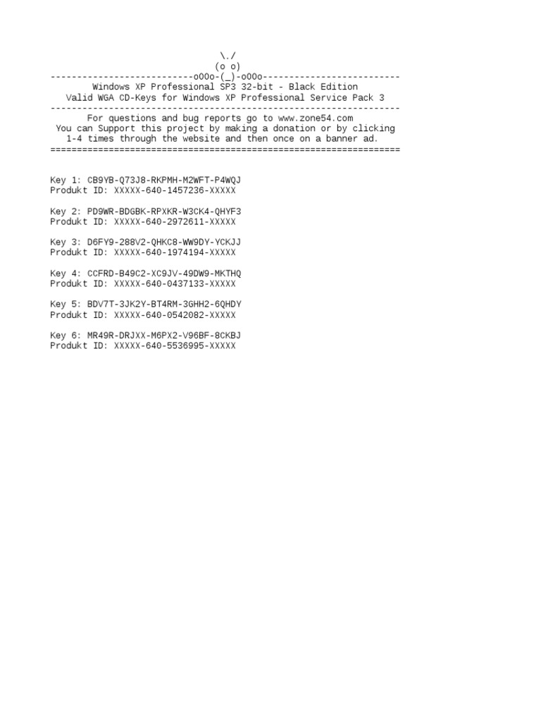 WinXP 32-Bit BE 2013.3.17 - Valid WGA CD-Keys | PDF