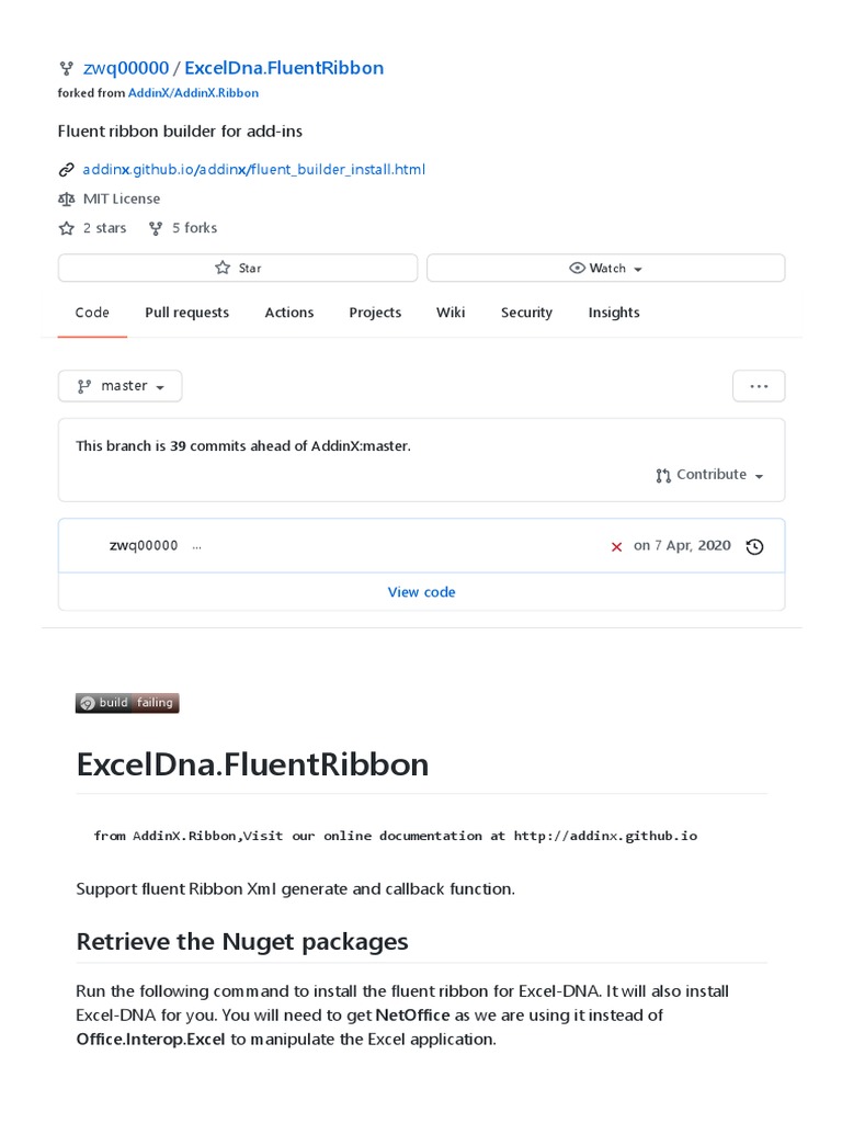 ExcelDna - FluentRibbon - Fluent Ribbon Builder For Add-Ins | PDF | Software Development ...