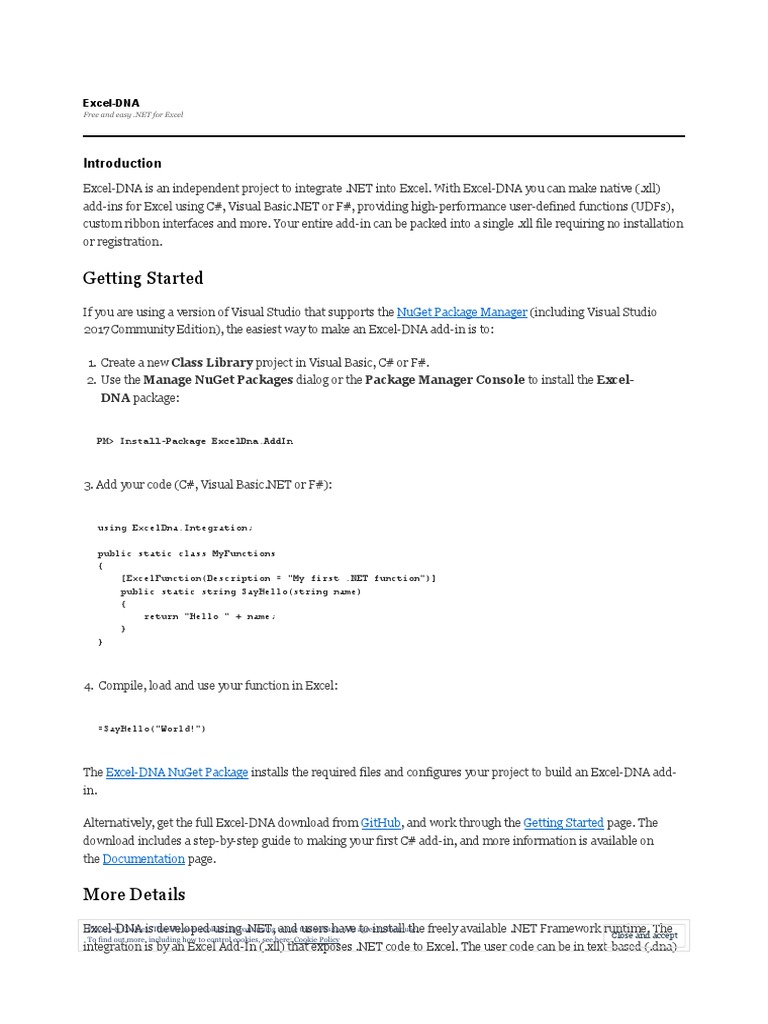 Getting Started: Nuget Package Manager | PDF | Microsoft Excel | C Sharp (Programming Language)