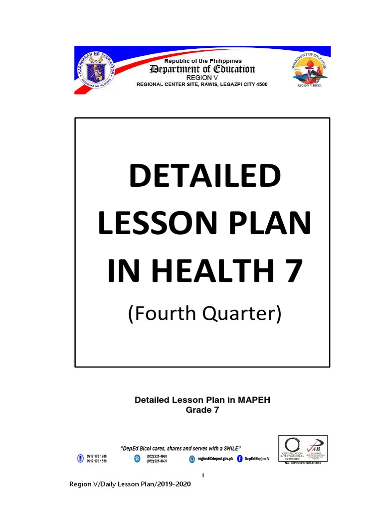 Detailed Lesson Plan in Health 7: (Fourth Quarter) | PDF | Non ...
