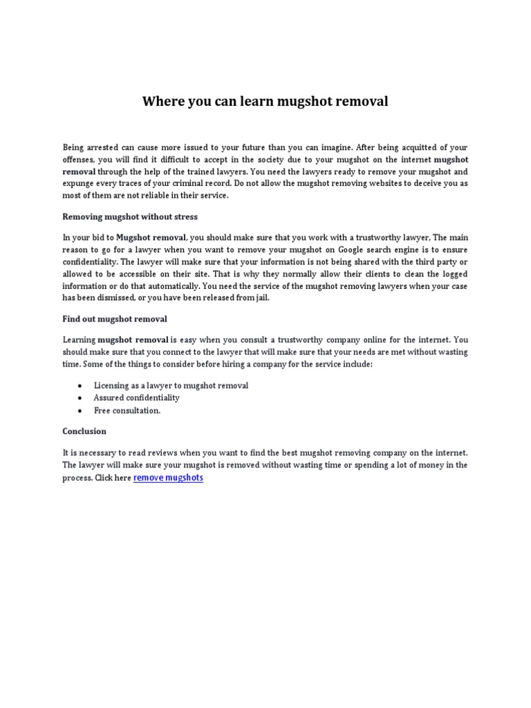 Expert Guide to Mugshot Removal | PDF