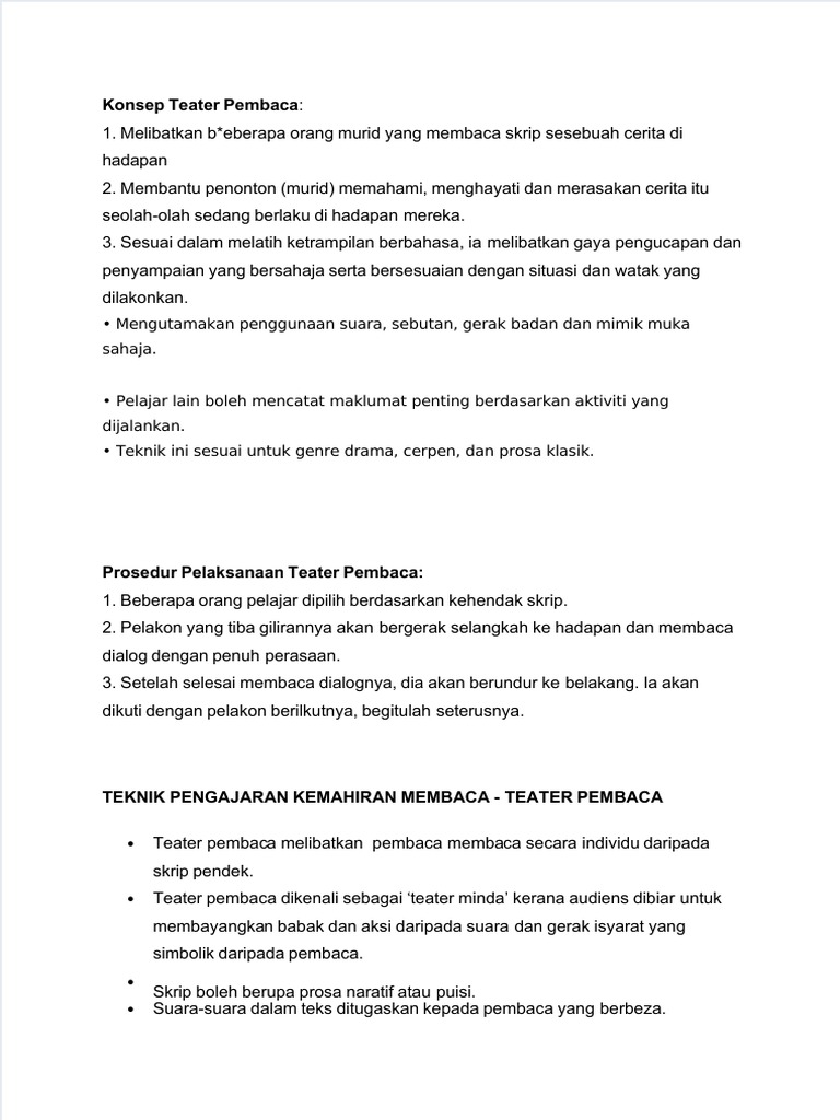 Konsep Teater Pembaca | PDF