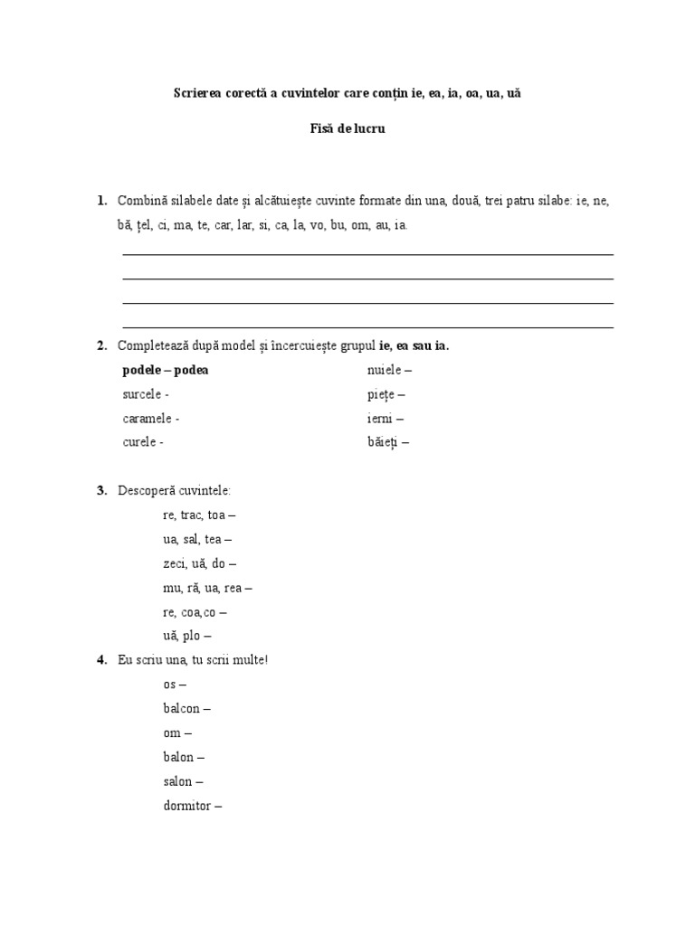 Scrierea Corecta A Cuvintelor Care Contin Ie | PDF