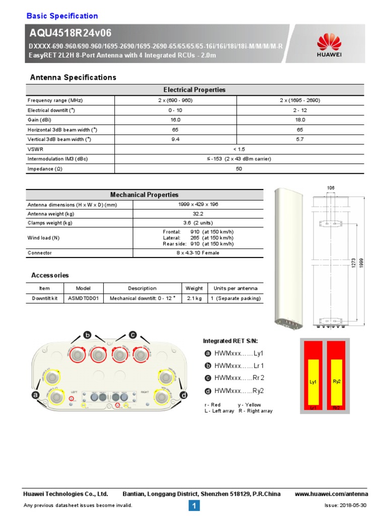 AQU4518R24v06: Antenna Specifications | PDF | Antenna (Radio ...
