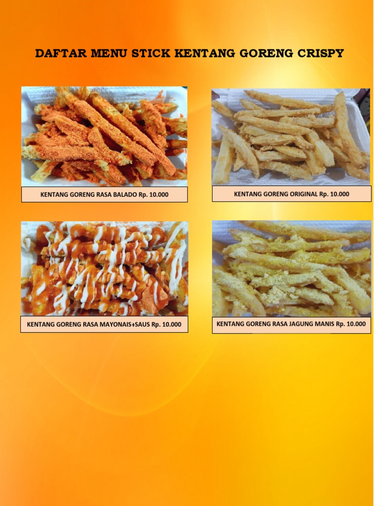 Daftar Menu Stick Kentang Crispy | PDF