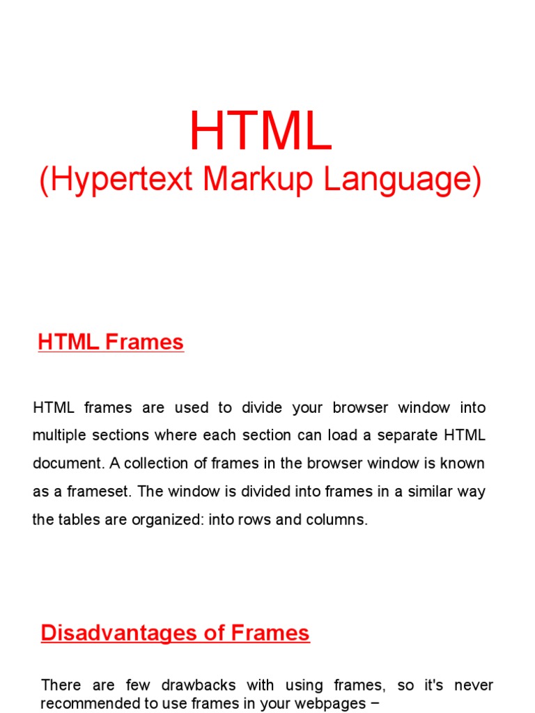 Unit2 L6 HTML Frames | Download Free PDF | Html Element | Html