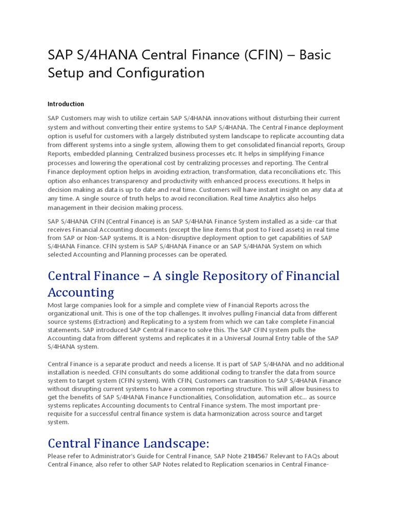 SAP CFIN 1809 - Introduction | PDF | Replication (Computing ...
