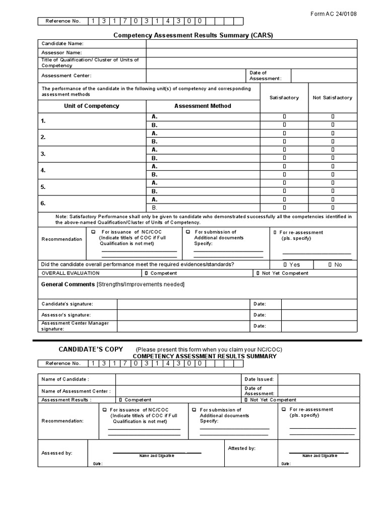 Competency Assessment Results Summary (CARS) | PDF | Business | Science