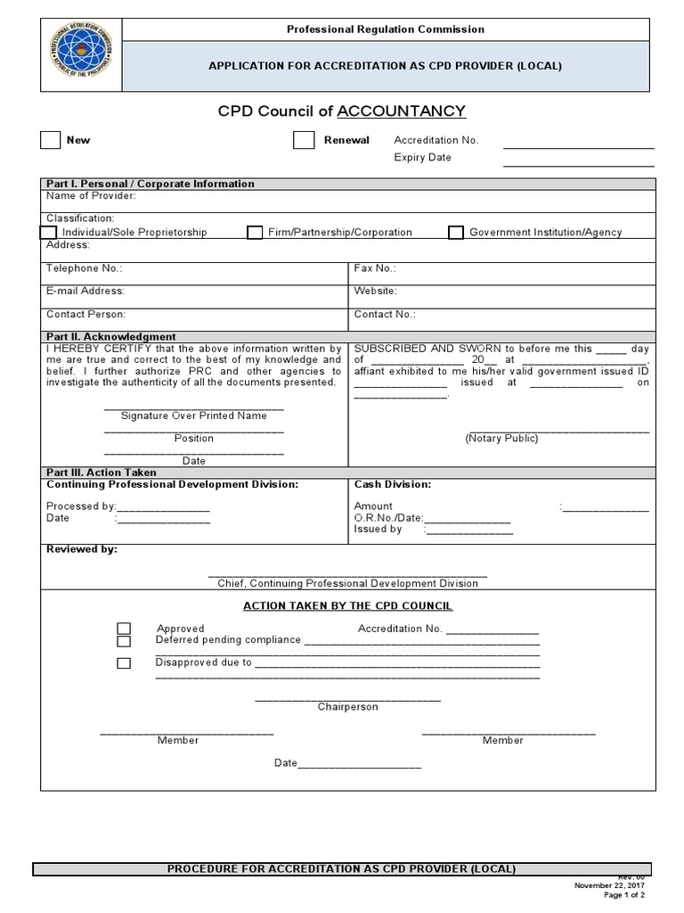 CPDD-ACC-01-A Application Form As Local CPD Provider 2020 | PDF ...