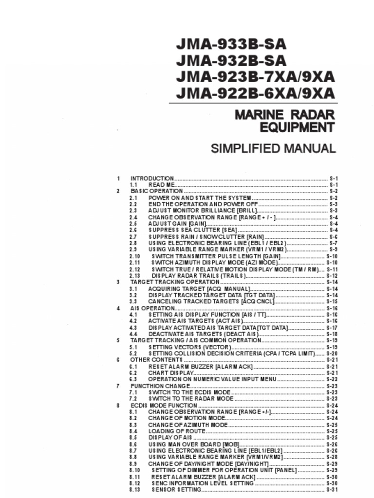 JMA-933B-SA JMA-932B-SA JMA-923B-7XA/9XA JMA-922B-6XA/9XA: Simplified ...