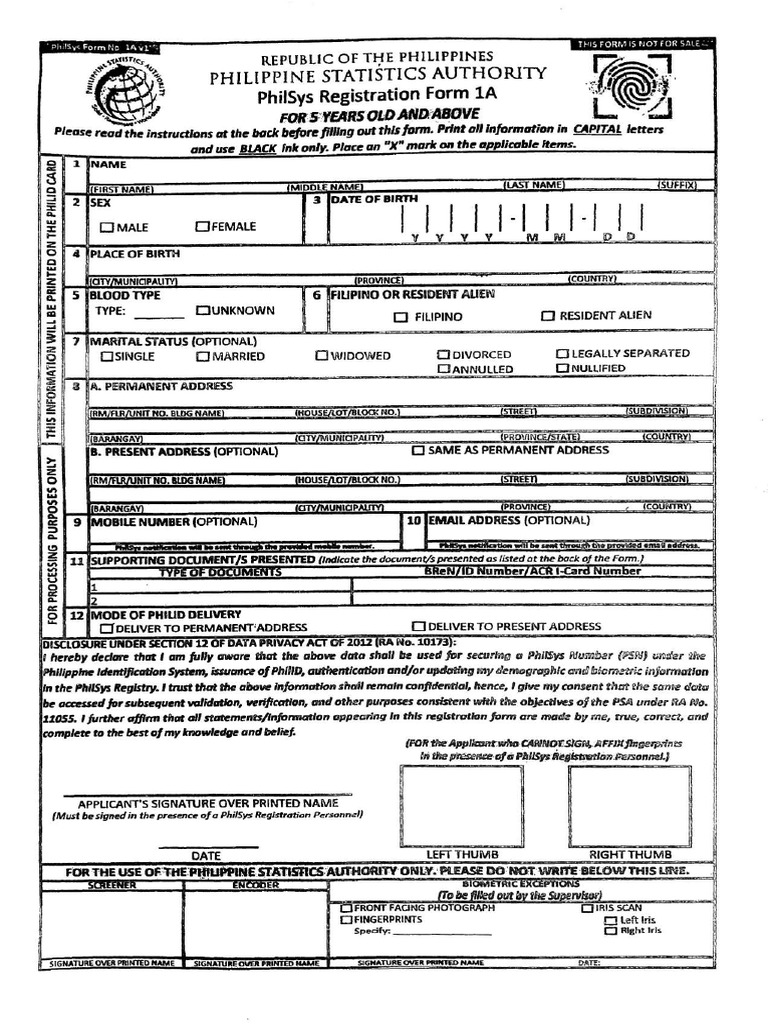 Philsys Id Form | PDF