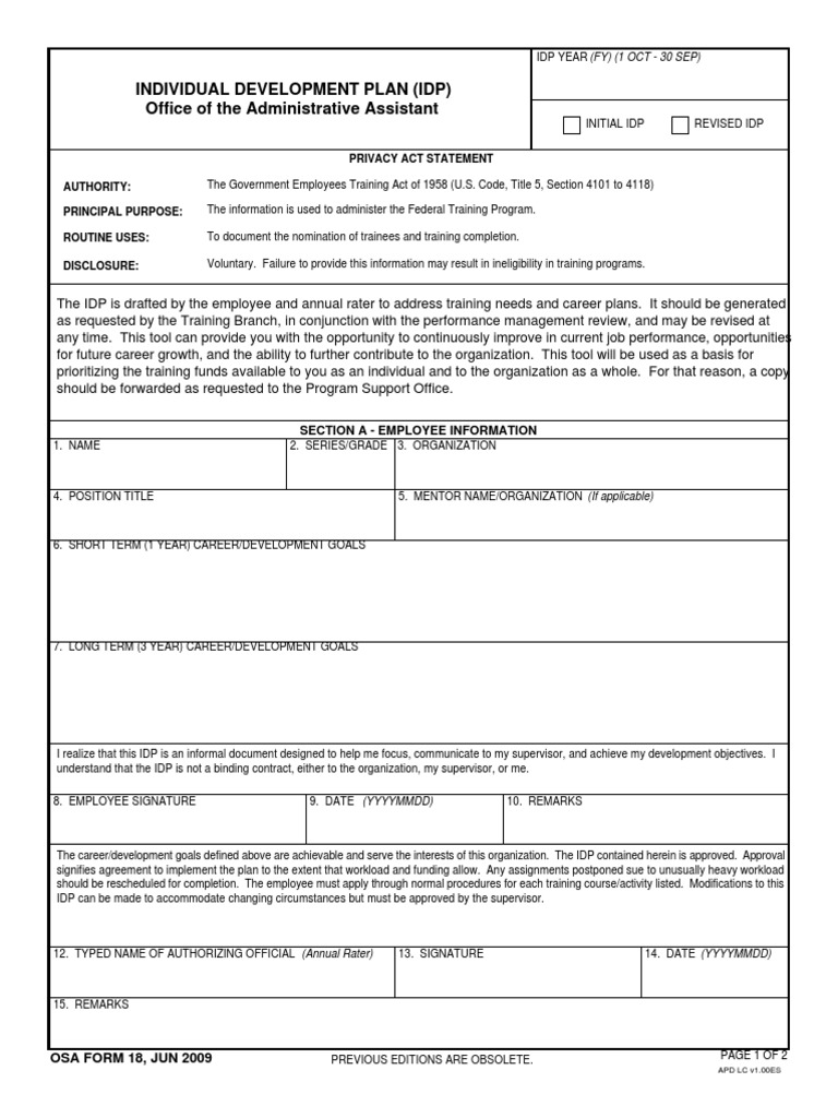 Individual Development Plan (Idp) Office of The Administrative ...