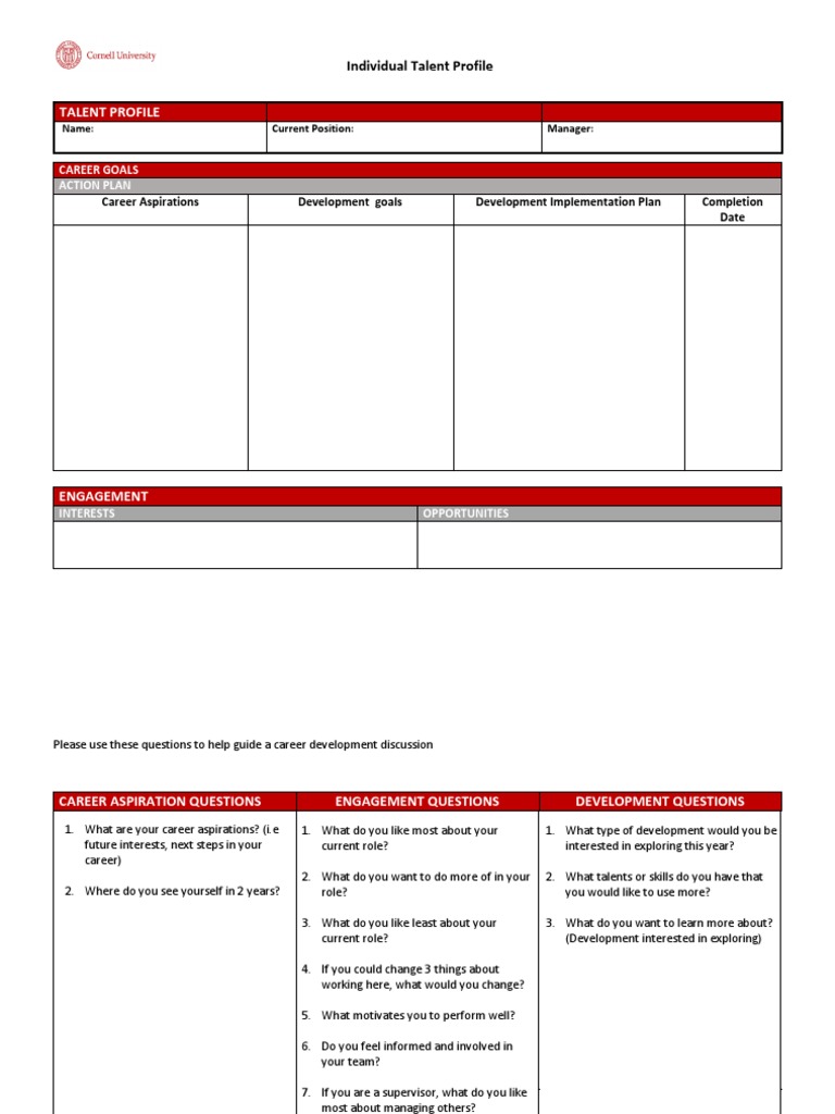 Individual Talent Profile Template | PDF