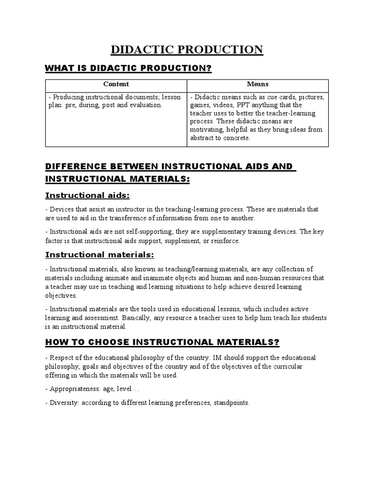 Didactic Production Guide for Teachers | PDF