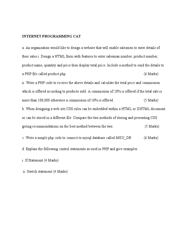 Bit 3202 Internet Programming Cat | PDF