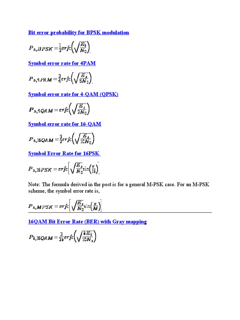 Bit Error Probability For BPSK Modulation | PDF