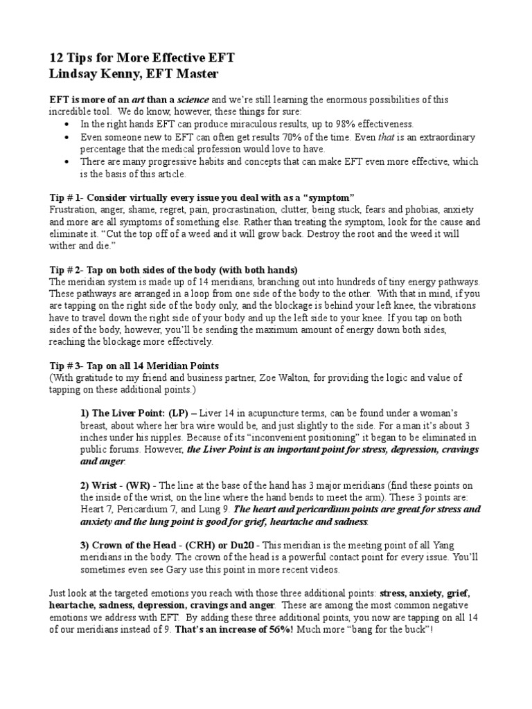 12 Tips For More Effective Eft Pdf Anger Emotions