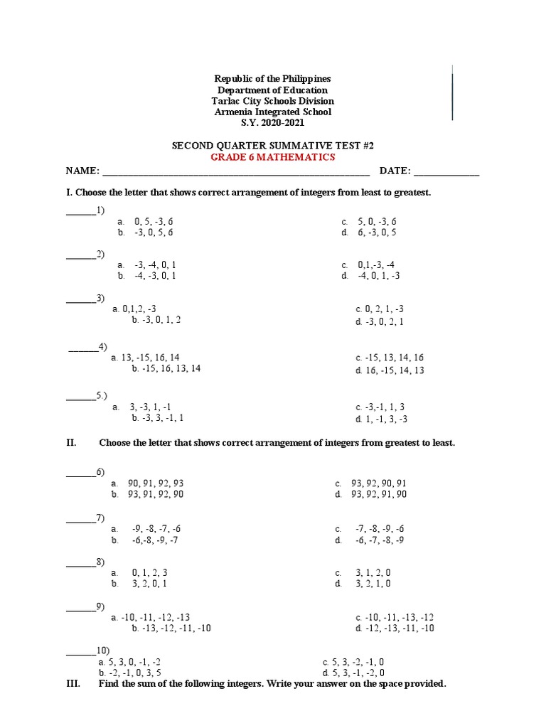 Grade 6 Mathematics | PDF | Philippines | Government
