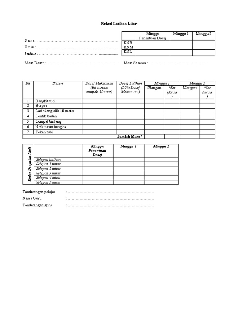 Borang Rekod Latihan Litar Pdf