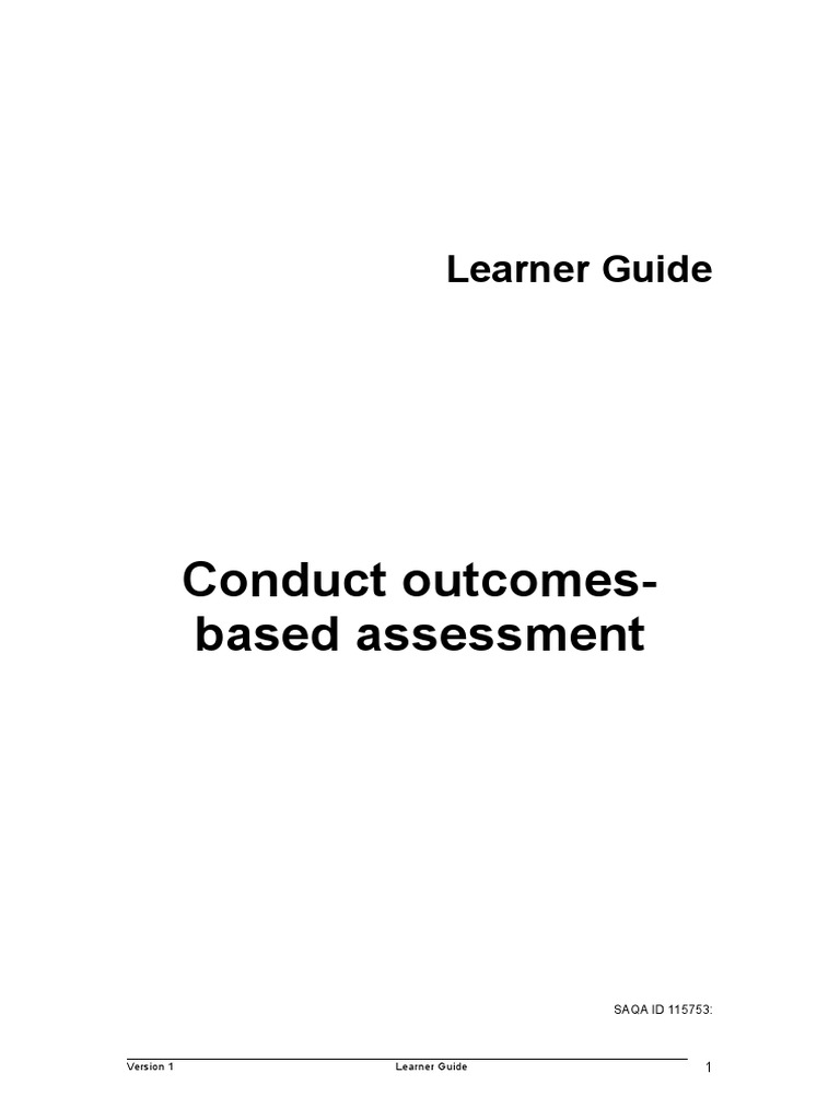 Assessor Learner Guide | PDF | Educational Assessment | Competence ...
