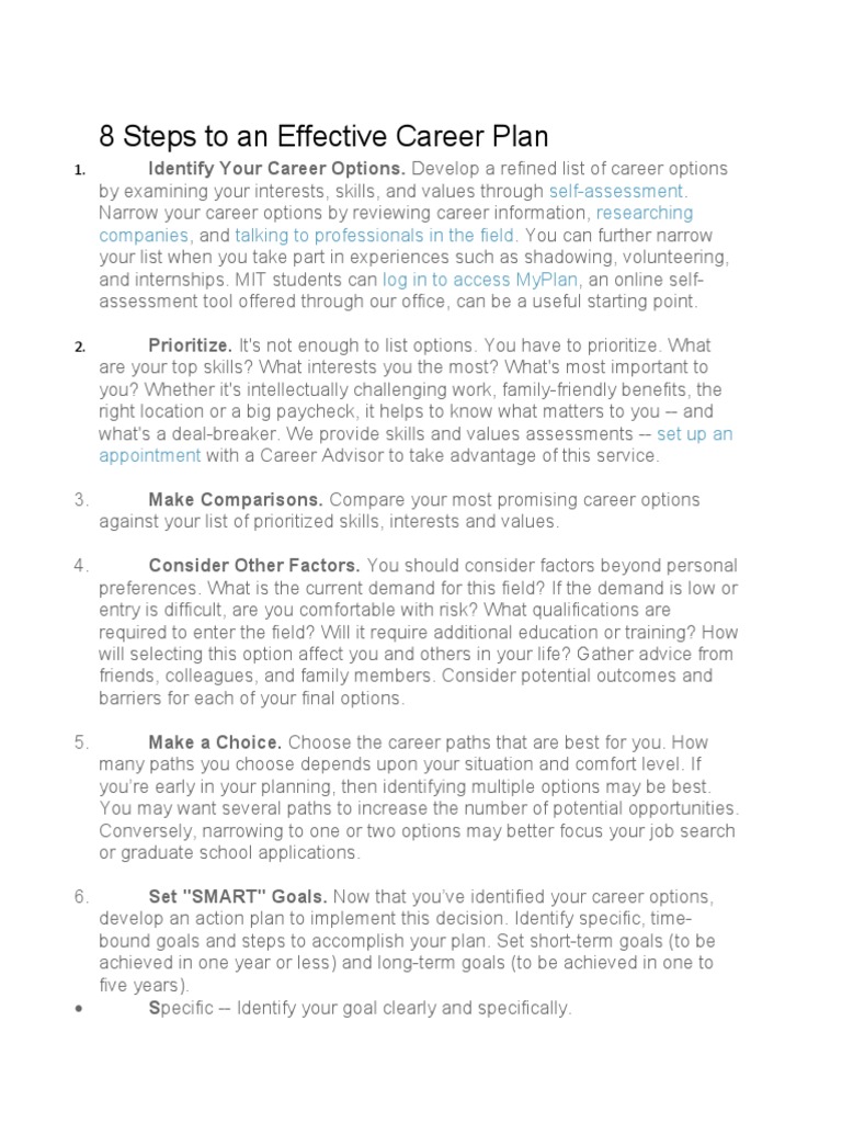 8 Steps to Crafting a Career Plan | PDF | Goal | Applied Psychology