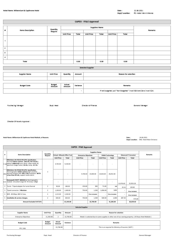 ARI - CAPEX FFE Form | PDF | Thermography | Natural Philosophy