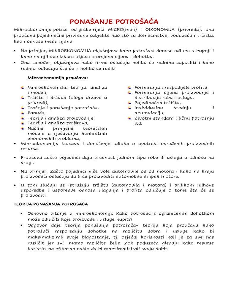 Mikroekonomija - Moja Skripta 1 Kolokvij | PDF