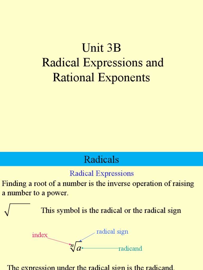 Notes Radicals and Rational Exponents Vz2zoy | PDF | Abstract Algebra ...