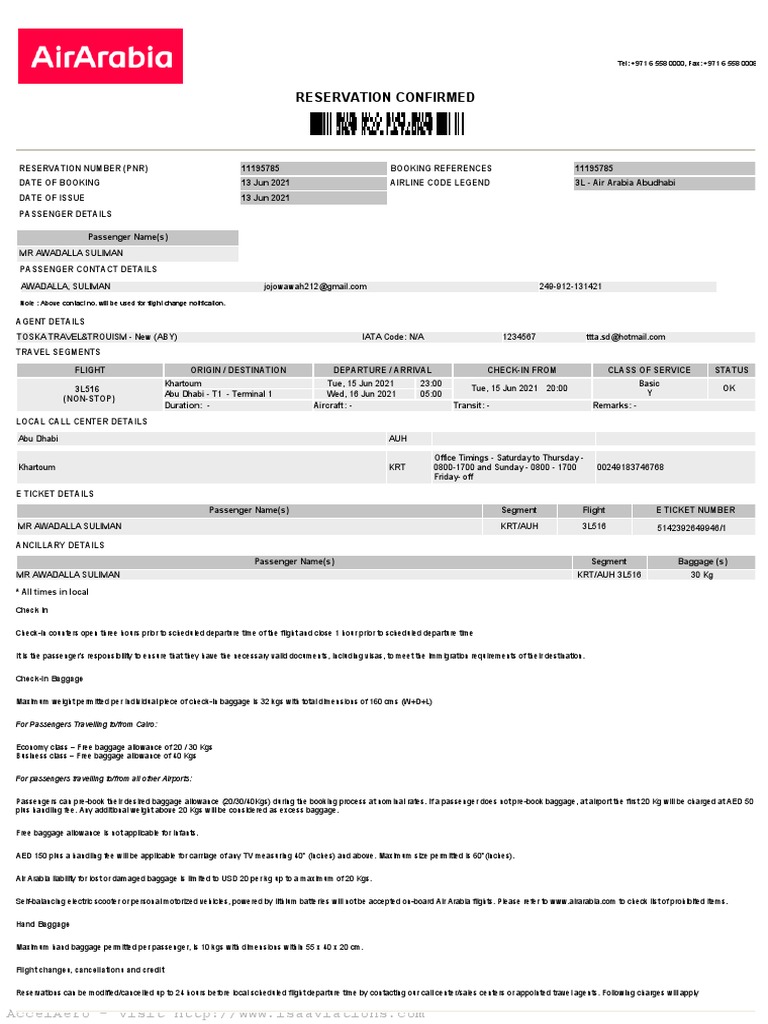 Flight Booking Confirmation | PDF | Baggage | Airlines
