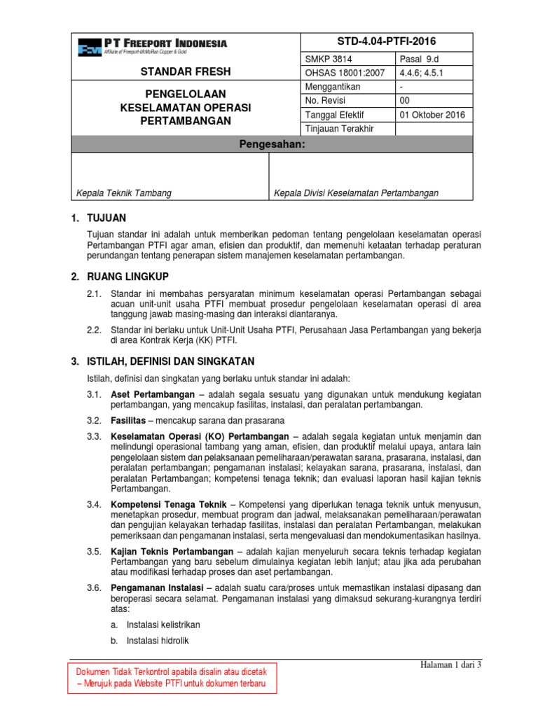 STD 4.04 PTFI 2016 Idn | PDF