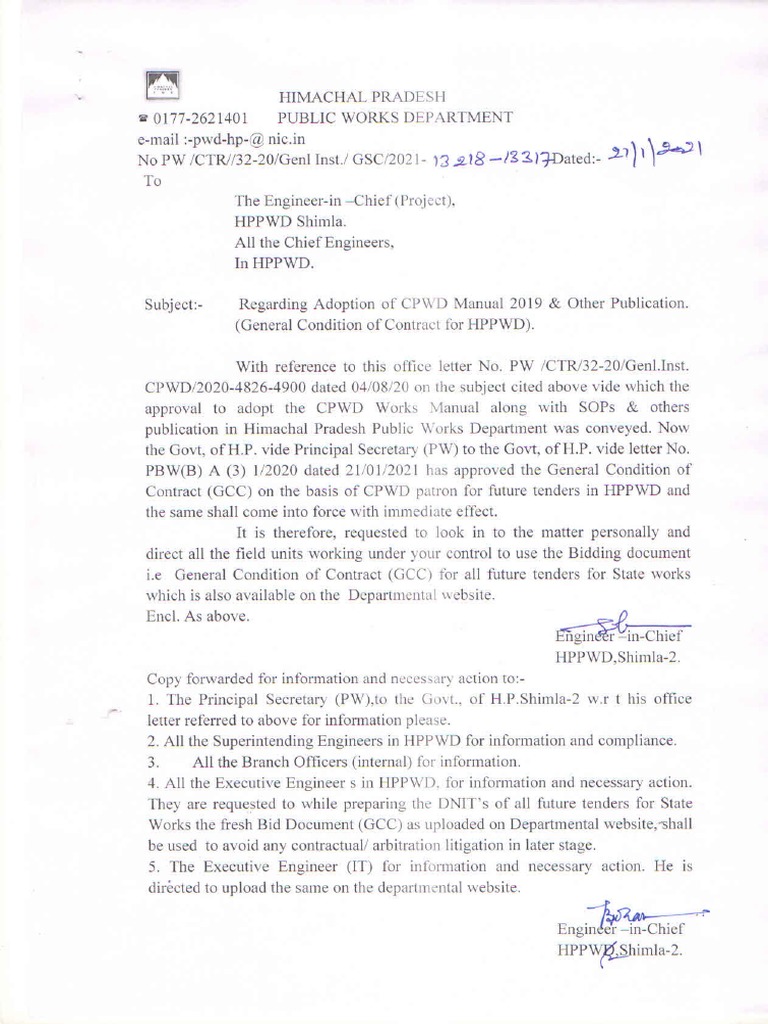 HP PWD GCC CPWD Documents | PDF
