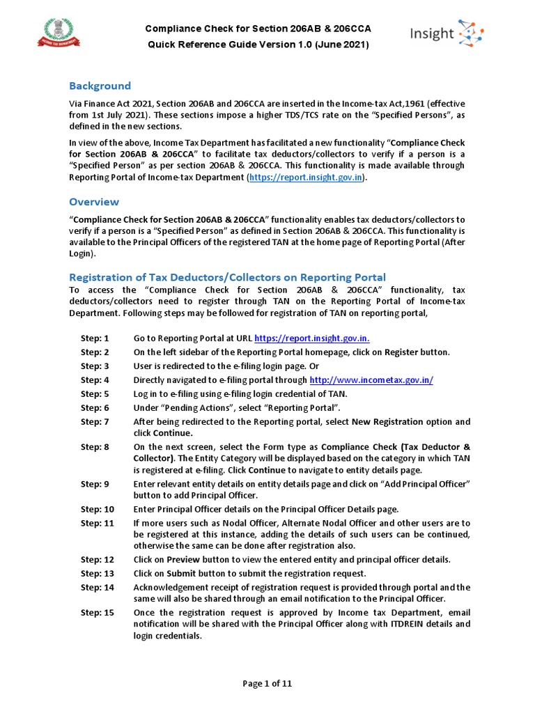 TDS/TCS Compliance Guide for 206AB & 206CCA | PDF | Login | Comma ...