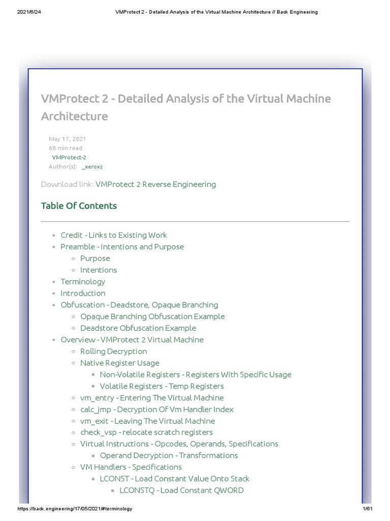 VMProtect 2 - Detailed Analysis of The Virtual Machine Architecture ...